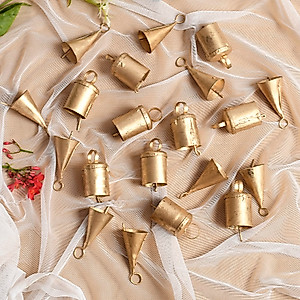 KRATI EXPORTS Barn Bells in Small Sizes- 20 Distinctive Golden Rustic Bells - Full of Beautiful Rough Hewn Variations - Perfect for Home Decor Christmas Jingle Bells