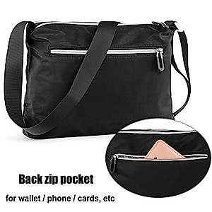 Medium Crossbody Purse Bag with Inside Key Hook Shoulder Bag for Everyday Travel Waterproof Nylon (Black)