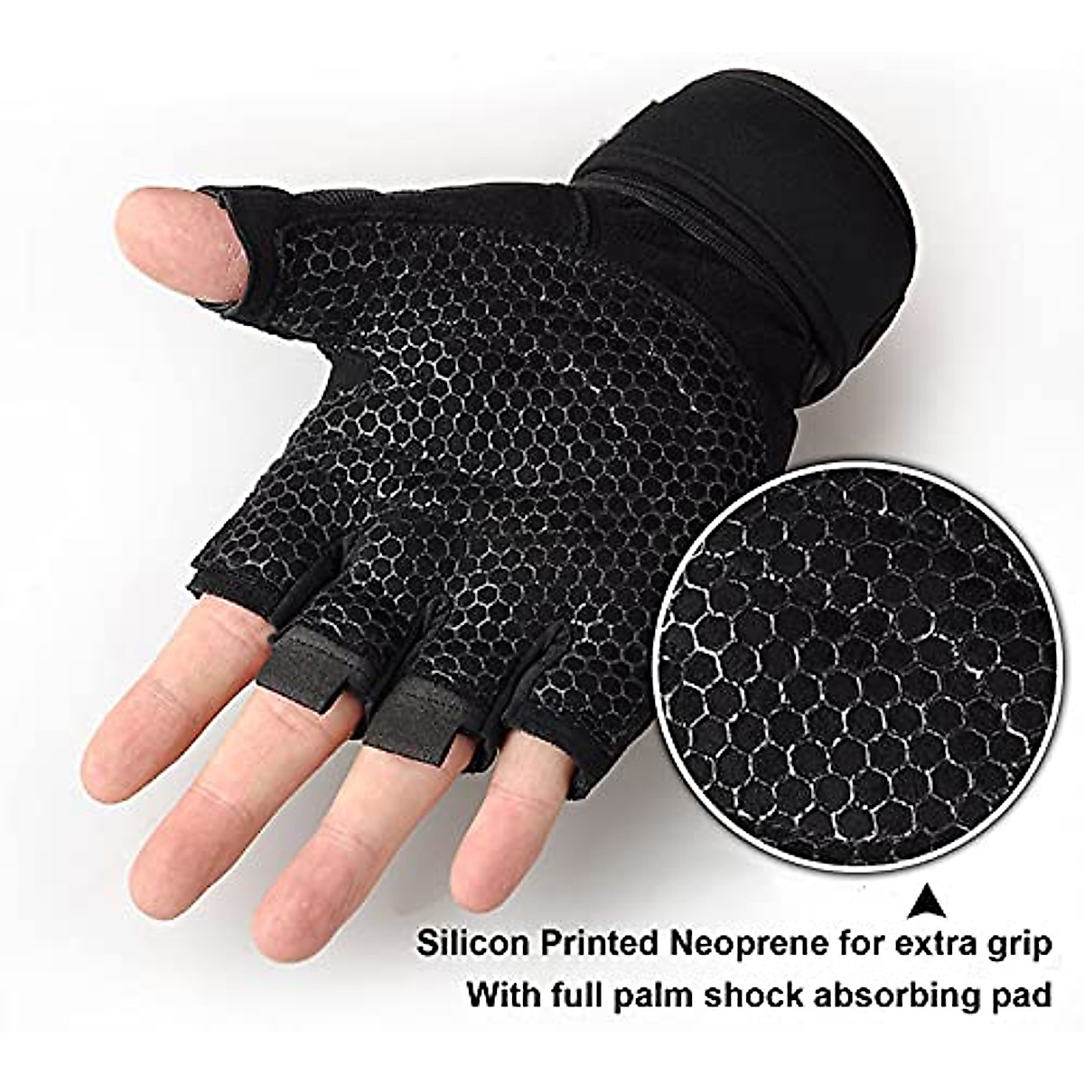 SUJAYU Workout Gloves, Gym Gloves for Men, Wrist Wraps Lifting Wrist Wraps Gloves for Working Out, Hand Out Gloves Fitness Gloves Full Palm Protection (Black, M)