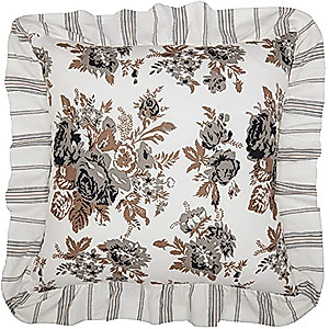 VHC Brands Annie Portabella Brown Floral Farmhouse Cottage Ruffled Throw Pillow 18x18