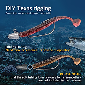 THKFISH 20Pcs Jig Head Bullet Bass Fishing Jig Head High Carbon Steel Offset Round Bend Fishing Hook for Bass Trout Freshwater Saltwater 20pcs #2/0-1/8oz(3g)