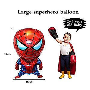 Superhero Birthday Party Decorations 72 Pack Avenger Birthday Party Supplies Large Super Hero Balloons Happy Birthday Banner Blue Background Perfect for Kids Theme Birthday and Super hero Fan Party