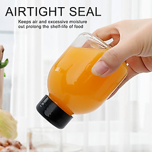 Accguan 8oz Reusable Glasses Bottles Clear Disposable Containers with Black Caps Food Grade Bottles for Juice, Milk and Other Beverages, Set of 26