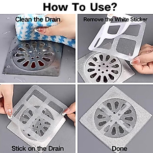 4" X 4" Disposable Shower Drain Cover Hair Catcher Shower Drain Mesh Stickers for Bathroom, Laundry, Bathtub, Kitchen, Sink, Easy to Clean, Can Catch Human and pet Hair (30 PCS)