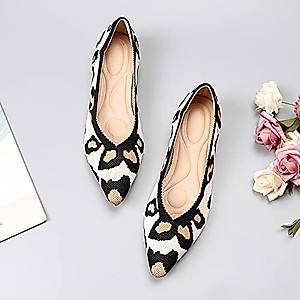 Women Flying Knitted Single Shoes Doudou Boat Shoes Comfortable Soft Bottom Flat Casual Shoes Business Casual Shoe (Beige, 9)