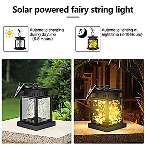 Homeyearn Hanging Solar Lights Outdoor 30 LED Warm Solar Fairy Lights Waterproof Solar Lanterns Decor for Garden Yard Patio Umbrella Tree (4 Pack)