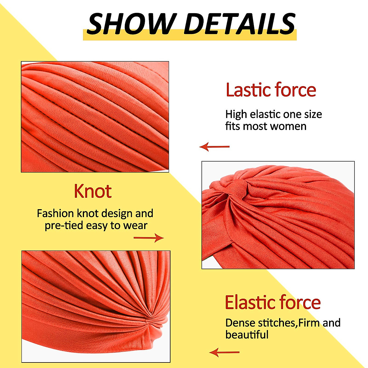 10 Pieces Stretch Polyester Turbans Head Bennie Cover India's Hat Twisted Headwrap (Light Colors)