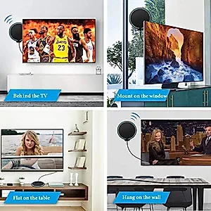 TV Antenna, Indoor Digital HDTV Television Antenna Freeview 4K 1080P HD VHF UHF for Local Channels 130 Miles with Amplifier Support All TV 16.5 feet Cable