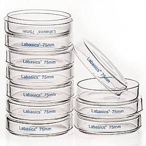 Labasics 10pk Glass Petri Dishes, 75x15 mm Autoclavable Borosilicate Glass Cell Culture Dishes Petri Dishes with Clear Lid for Laboratory