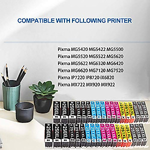 Wolfgray Compatible Ink Cartridge Replacement for Canon PGI-250 CLI-251 PGI-250XL CLI-251XL PIXMA iP8720 PIXMA MG6320 PIXMA MG6620 PIXMA MG7120 PIXMA MG7520 Inkjet Printer (8Large BK+8BK+8C+8M+8Y+8GY)