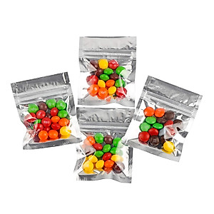 Luckycivia 200 PACK Resealable Clear Ziplock Smell Proof Pouch Aluminum Foil Zip Lock Bulk Food Storage Bag, Plastic Aluminum Material,3x4 inch