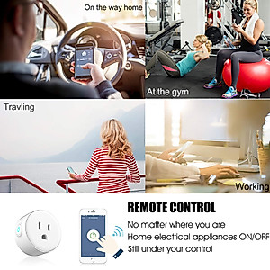 WOOSTAR WIFI Smart Plugs, Mini WiFi Outlet Compatible with Alexa, Google Assistant for Voice Control, No Hub Required, WiFi Enabled Remote Control, Timer Function-4 Pack