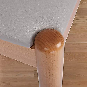 LUCKYERMORE 4 Pcs Assembled Mid-Century Dining Chair Armless Low-Back Side Chair with Faux Leather Seat,Beige