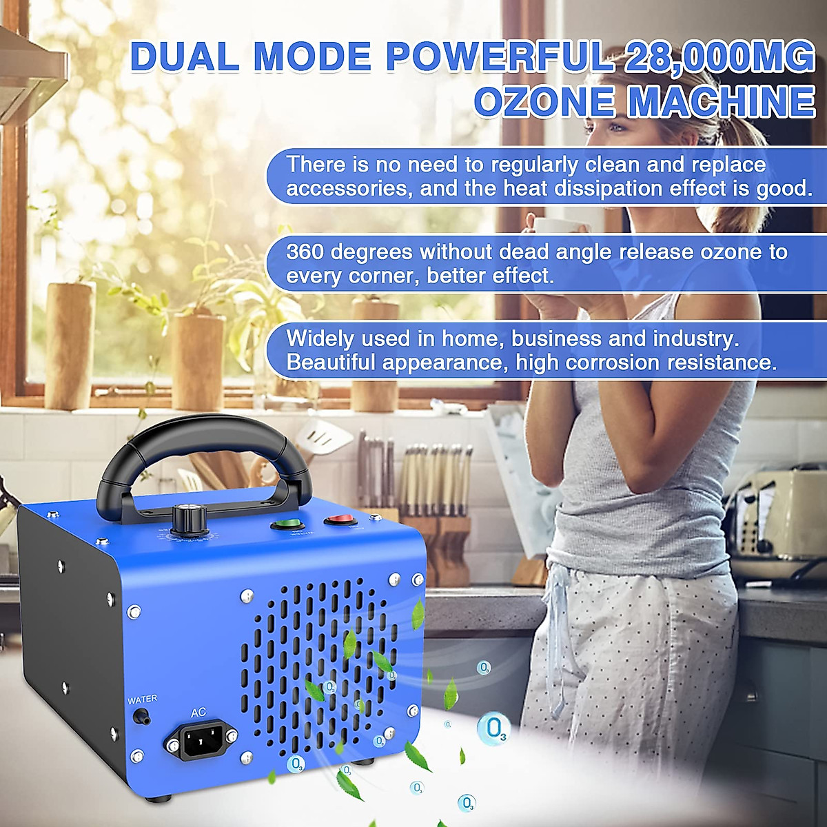 CAMECO Ozone Generator with Air & Water Modes 28,000mg/h, O3 Ozone Machine Ionizer Air Purifier, Commercial & Industrial Deodorizer for Water, Home, Cars, Office, Basement, Garage, Pets, Smoke