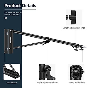 Neewer 2-Pack Triangle Wall Mounting Boom Arm for Photography Studio Video Strobe Lights Monolights Softboxes Umbrellas Reflectors,180 Degree Flexible Rotation,Max Length 70.8 inches/180CM (Black)