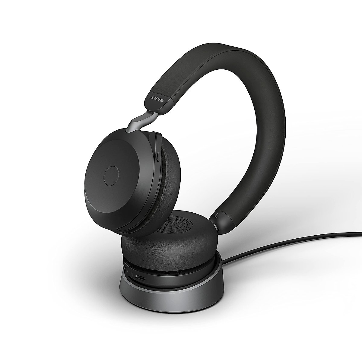 Jabra Evolve2 75 PC Wireless Headset with Charging Stand and 8-Mic Technology - Dual Foam Stereo Headphones with Advanced Active Noise Cancelling, USB-C Bluetooth Adapter and UC Compatibility - Black