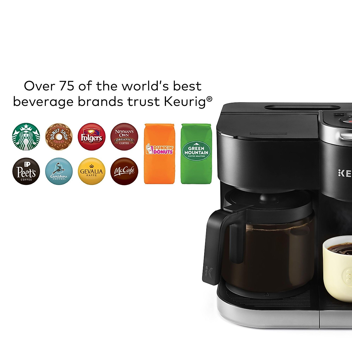 Keurig K-Duo Coffee Maker, Single Serve and 12-Cup Carafe Drip Coffee Brewer, Compatible with K-Cup Pods and Ground Coffee, Black