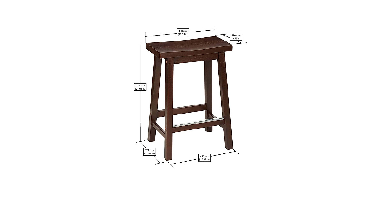 Amazon Basics Walnut Counter-Height Stools - Set of 2 for Kitchen & Bar