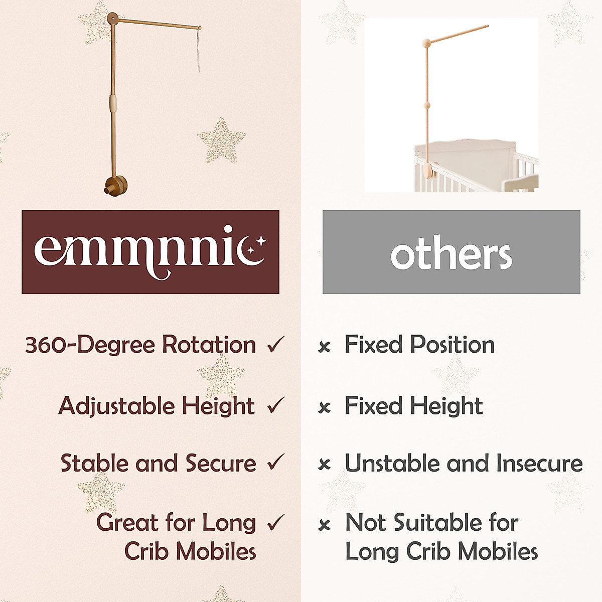 Gold Crib Mobile and Adjustable Crib Mobile Arm