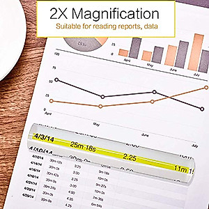 MAGDEPO 2X Bar Magnifier with Color Guiding Line + 2X Stick Mini Bar Magnifier with Clip for Reading Books, Magazines, Newspapers and Small Prints