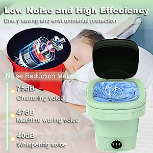 Portable Washing Machine, 11L Large Capacity Collapsible Mini Washing Machine, Foldable Washer and Dryer with Spin for Travel, Socks, Baby Clothes