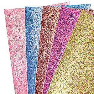 10 Pack Chunky Crude Glitter Faux Leather Sheets Iridescent Christmas Glitter Leather Sheets for Earring Keychains Craft Sewing Fabric,A4 Size,30cmx21cm