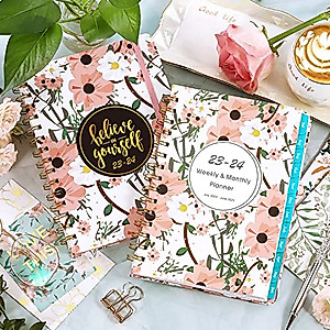 2023-2024 Planner - Weekly & Monthly Academic Planner 2023-2024 with Tabs, 6.4" x 8.5", Jul 2023 - Jun 2024, Hardcover, Strong Binding, Thick Paper, Back Pocket, Elastic Closure, Inspirational Quotes