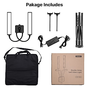 LED Video Light, ULANZI 45W Double Arms Beauty Light with Adjustable Tripod Stand, Dimmable 3200-5600K LED Video Light Photography Kit with 2 Phone Holders, for Makeup,Manicure,Tattoo,Live Streaming