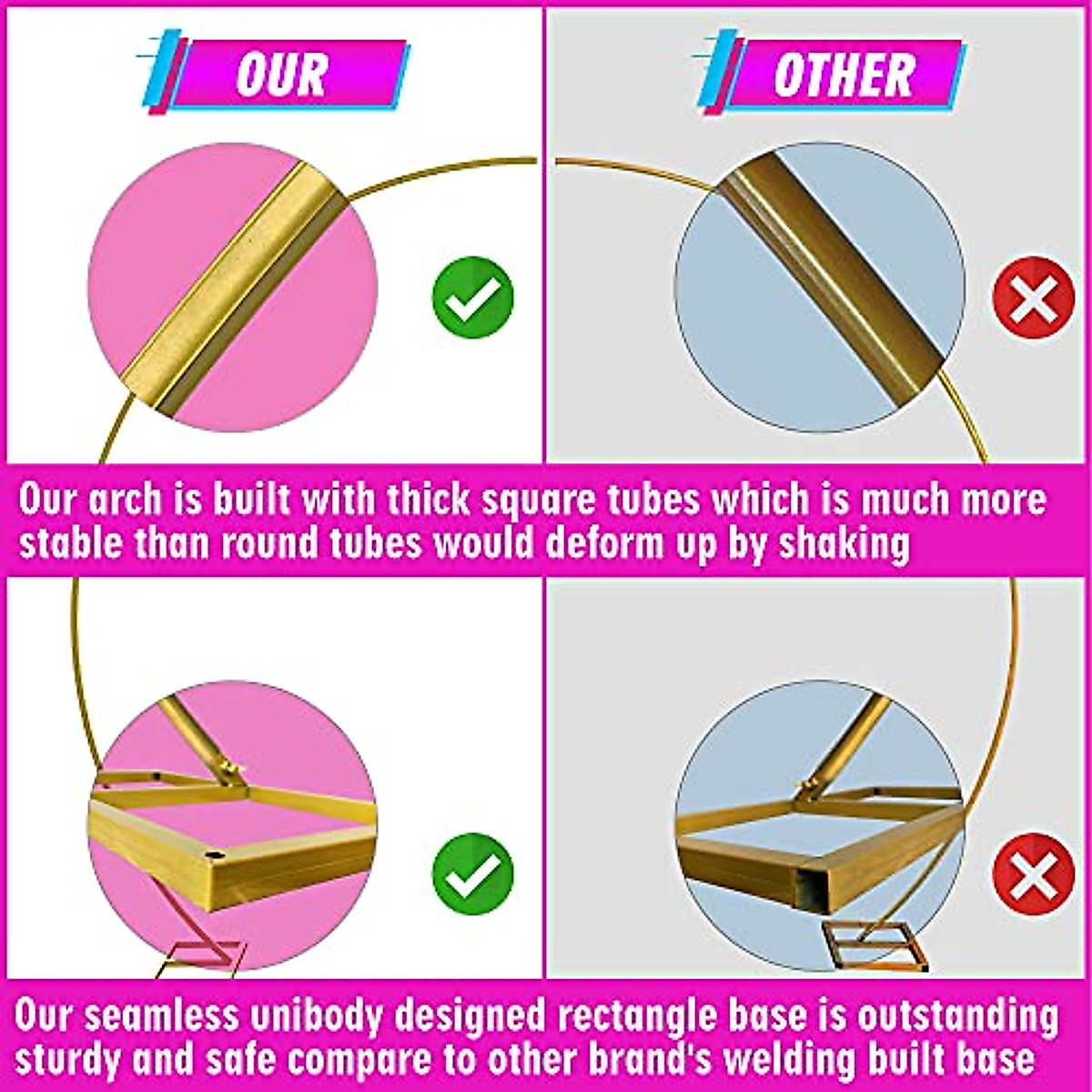 Fomcet 9.2FT Large Round Backdrop Stand Gold Metal Circle Wedding Balloon Arch Frame for Wedding Ceremony Anniversary Birthday Party Baby Shower Photo Background Decoration