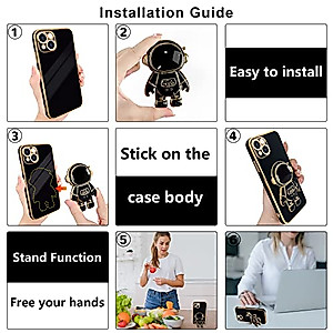 Pepmune Compatible with iPhone 13 Case Cute 3D Astronaut Stand Design Camera Protection Shockproof Soft Back Cover for Apple iPhone 13 Phone Case Black