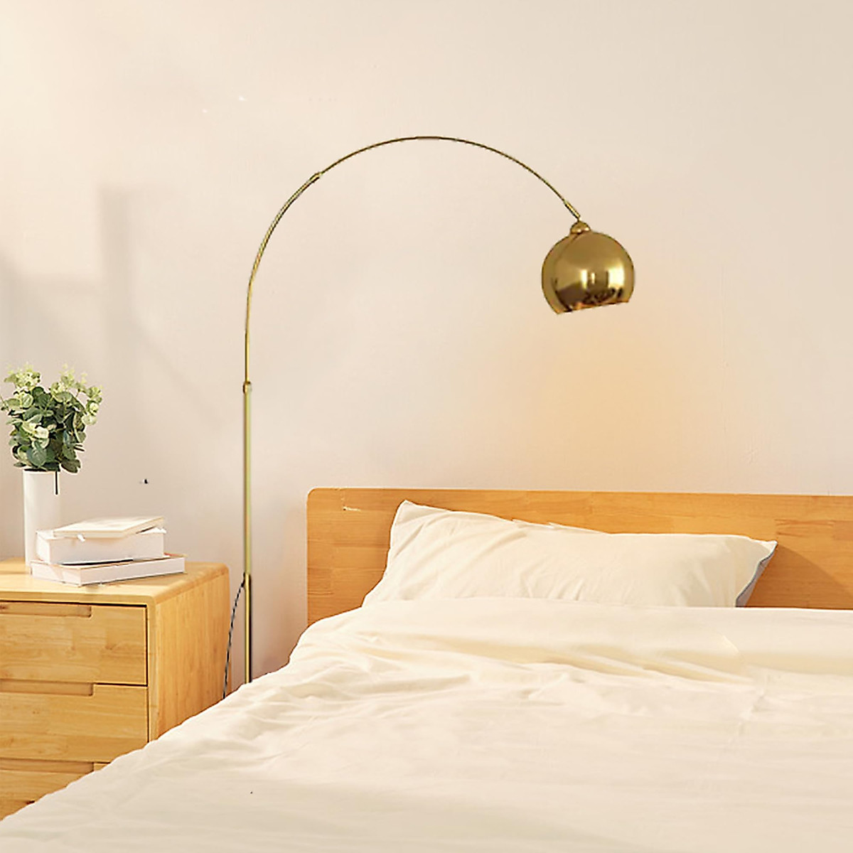 LightInTheBox Modern LED Arc Floor Lamp Gold Floor Lamp Brass Standing Lamp with Marble Base Floor Light for Living Room Reading Bedroom Home Office