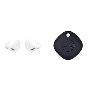 Samsung Galaxy Buds Pro, Bluetooth Earbuds, White (US Version) & Tag Bluetooth Tracker & Item Locator for Keys, Wallets, Luggage, Pets and More (1 Pack), Black (US Version)