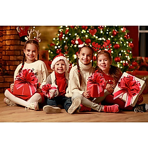 AMCAMI 20 Pieces Large Red Pull Bows for Gift Wrapping Christmas Gift Bows Organza Pull Bow for Xmas Gift Decoration Big Red Ribbon Bows for Wedding Party Birthdays Holidays