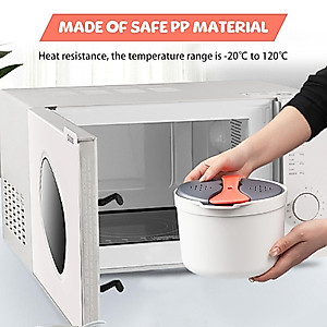 Qivine Microwave Rice Cooker, 2L Microwave Pasta Cooker 2 Layer Microwave Vegetable Steamer with Strainer Non-Stick Rice Cooker for Microwave Dishwasher Safe