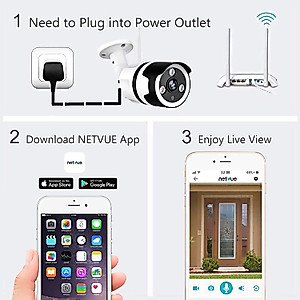 Outdoor Security Camera, Netvue 1080P Wifi Bullet Surveillance Camera Two-Way Audio, IP66 Waterproof, FHD Night Vision, Motion Detection, Home Security Camera Activity Alert, Cloud Storage, SD Card