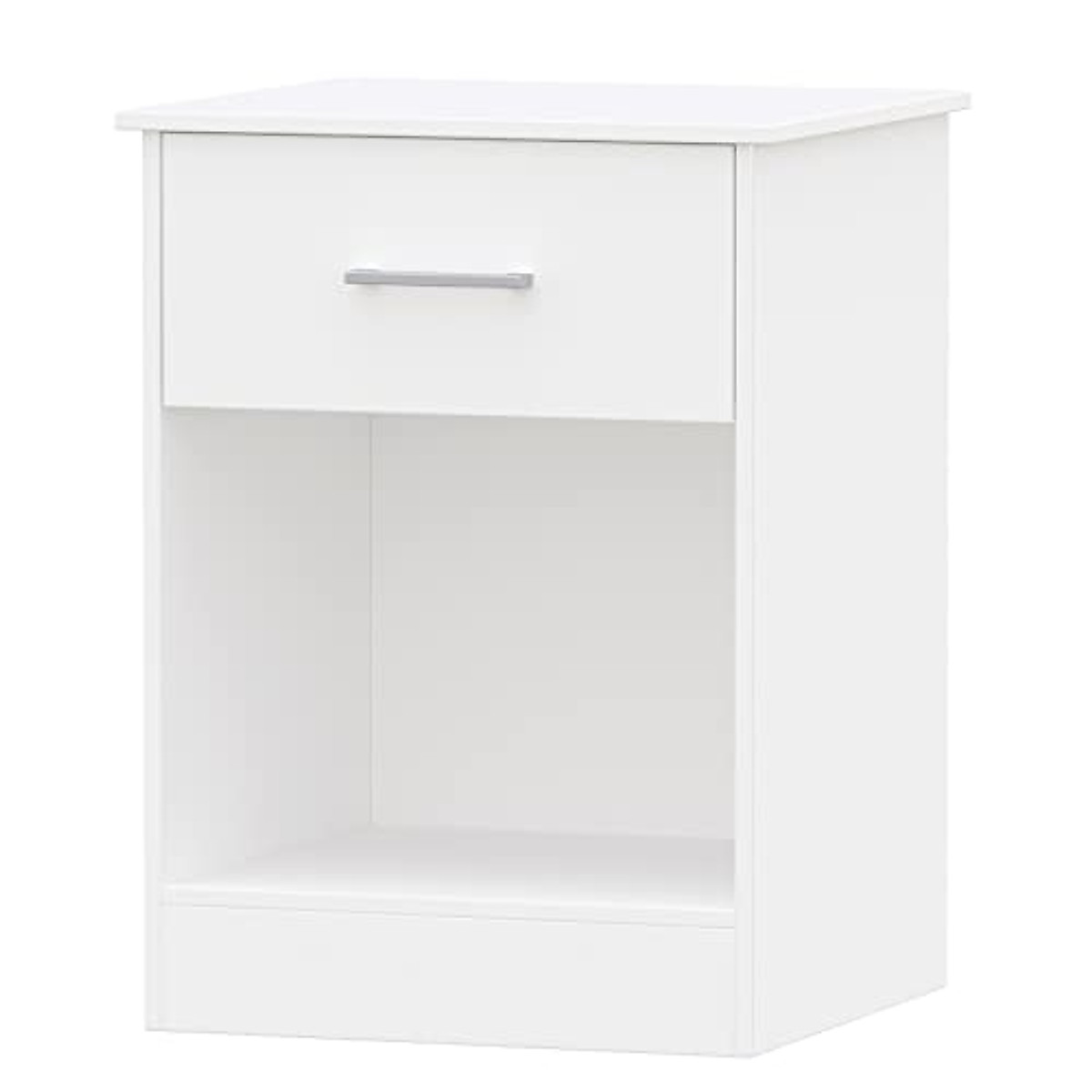 Reettic Wooden Nightstand Set of 2, End Table with Sliding Drawer and Opening Shelf, Sofa Side Table for Bedroom, White RCTG101W02