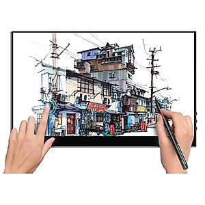17.3 Inch Portable Monitor, Full Glass Fit Touch screen stylus,Touch pen,1920x1080P FHD IPS ,HDR Ultra-thin Gaming Office Expand Dual Monitor with Touch pen Type-C USB HDMI for Laptop PC Phone