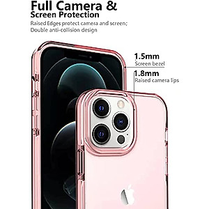 ArtsEvo Shockproof Clear Design for iPhone 13 Pro case, Certified 6.6ft Drop Protection, Raised Edges Protect Camera and Screen, Double Anti-Collision Design Pink