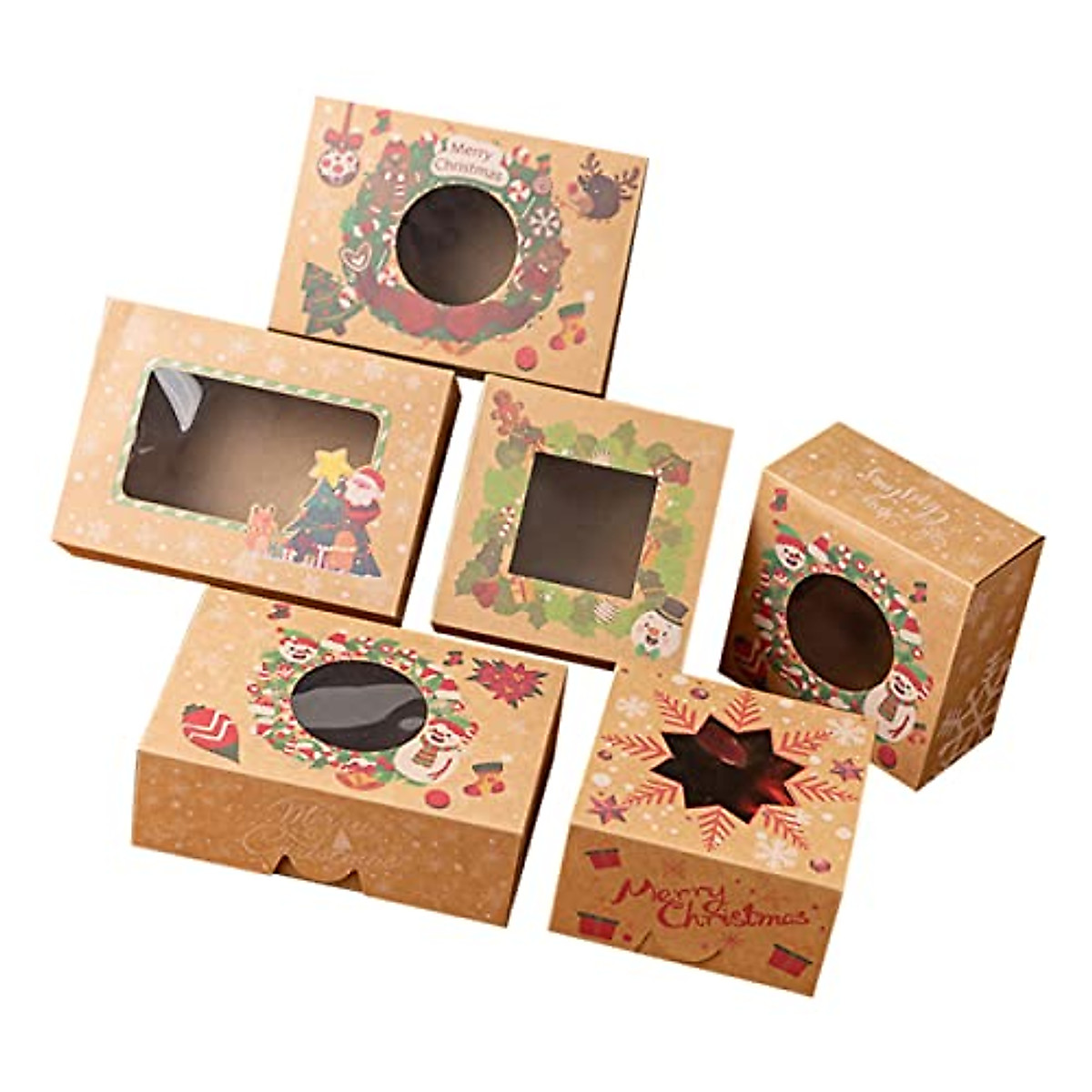 jojofuny Cupcake Box Christmas Window Box Mini Muffin Plastic Bread Box Christmas Gifts Plastic Gift Box Christmas Chocolate Boxes Christmas Window Gift Box Paper Candy Box Cake Holder