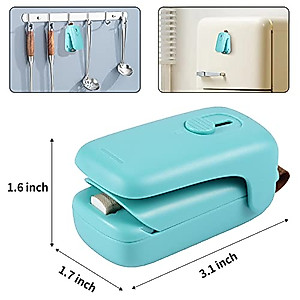 2 Pack Mini Bag Sealers, Handheld Heat Vacuum, 2 in 1 Sealer & Cutter with Lanyard, Portable Resealer Machine for Plastic Bags Food Snacks Storage (4 x AA Batteries & 2 Testing Bags Included, Green)