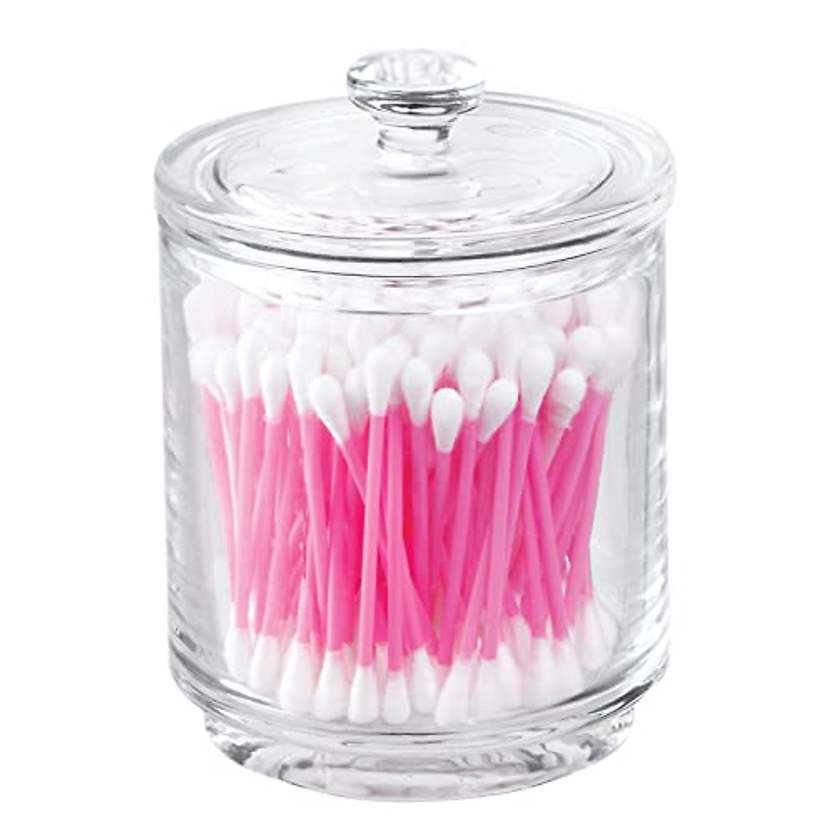 mDesign Glass Apothecary Storage Canister Holder Jar for Bathroom Vanity Cabinet or Counter Organization - Holds Cotton Swabs, Bath Salts, Makeup, Hair Accessories - Joli Collection - Clear