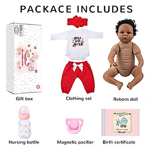CHAREX Reborn Baby Dolls - Black, 22 inches Newborn African American Realistic Lifelike Baby Dolls for Kids Age 3+
