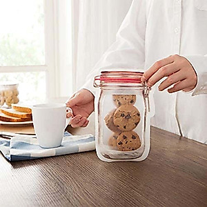 Reusable Mason Bottle Ziplock Bags, 10/20/40/80mason jar ziplock bags, Food Storage Fresh and Leak Proof Bags for Kitchen Camping Picnic Organizer (10Pcs)