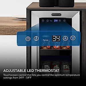 Whynter BBR-638SB Stainless Steel 12 inch Built Undercounter Beverage Refrigerator with Reversible Door, Digital Control, Lock and Carbon Filter, 60-Can