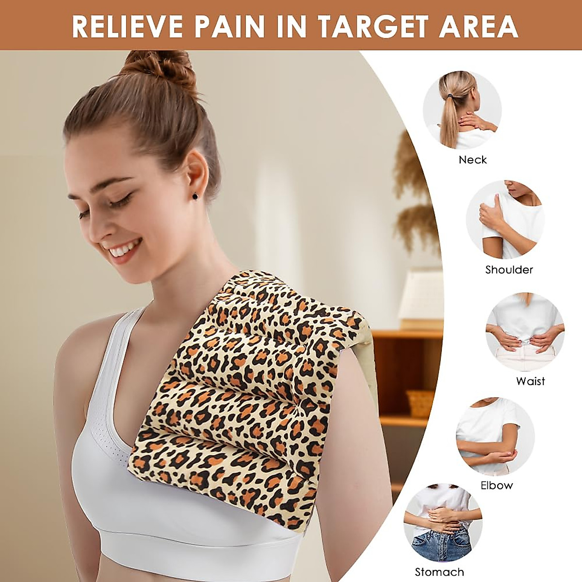 MEISENHOME Microwave Heating Pad for Pain Relief, 8 x 16 Microwavable Moist Heat Pads for Neck, Shoulder, Back, Knee, Period Cramps, Rice Heat Pack Hot & Cold Compress Reusable & Portable