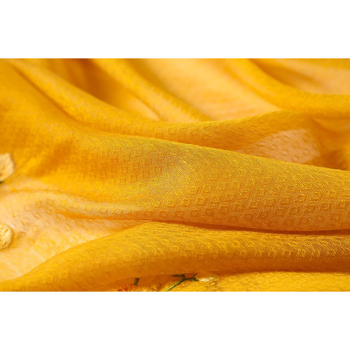 WINCESS YU Women Mulberry Silk Scarf Long & Large Embroidered Floral Pattern Shawl and Wraps Neckerchief for Hair & Neck