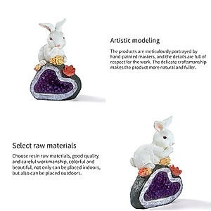 Resin Rabbit Ornament Solar Powered Bunny Statue Lamp Adorable Rabbit Figurine Decorative LED Lawn Light Lovely Art Decor Sculpture for Garden Patio Lawn Desktop Home Office