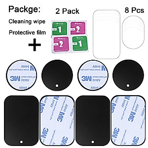 8-Pack Replacement Mount Metal Plates D.Sking Car Phone Holder Iron Plates for Car Mount Car Kits (8-Pack Black)