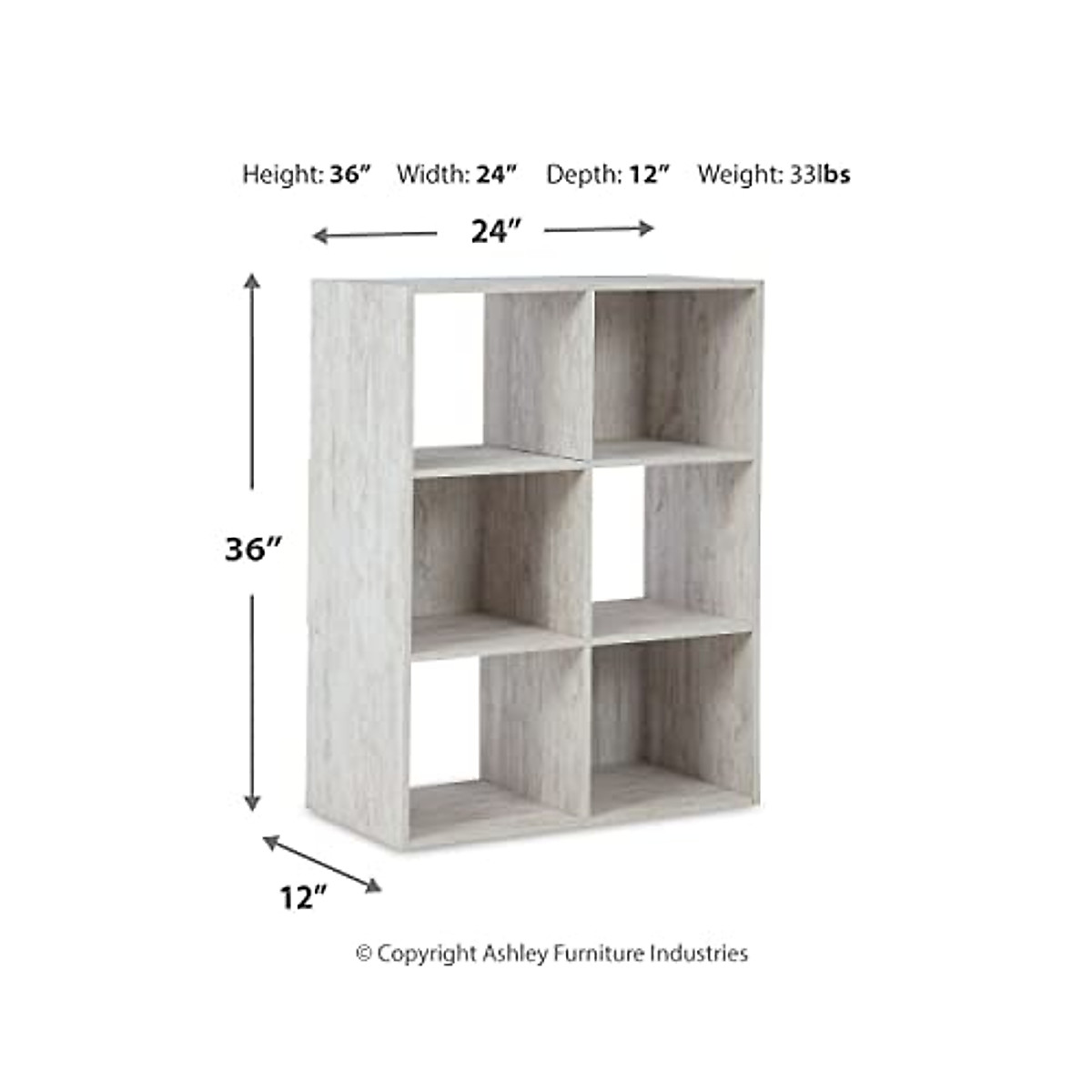 Signature Design by Ashley Paxberry Coastal 6 Cube Storage Organizer or Bookcase, Whitewash