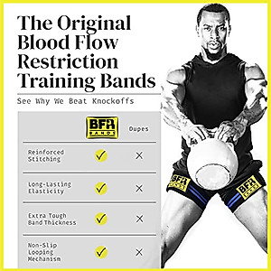 BFR Bands Blood Flow Restriction Bands - 2 Pack for Legs, Booty & Glutes, 3-Inch Wide Straps - DoubleWrap Occlusion Bands for Gym & Weight Lifting to Increase Muscle Mass in Women & Men